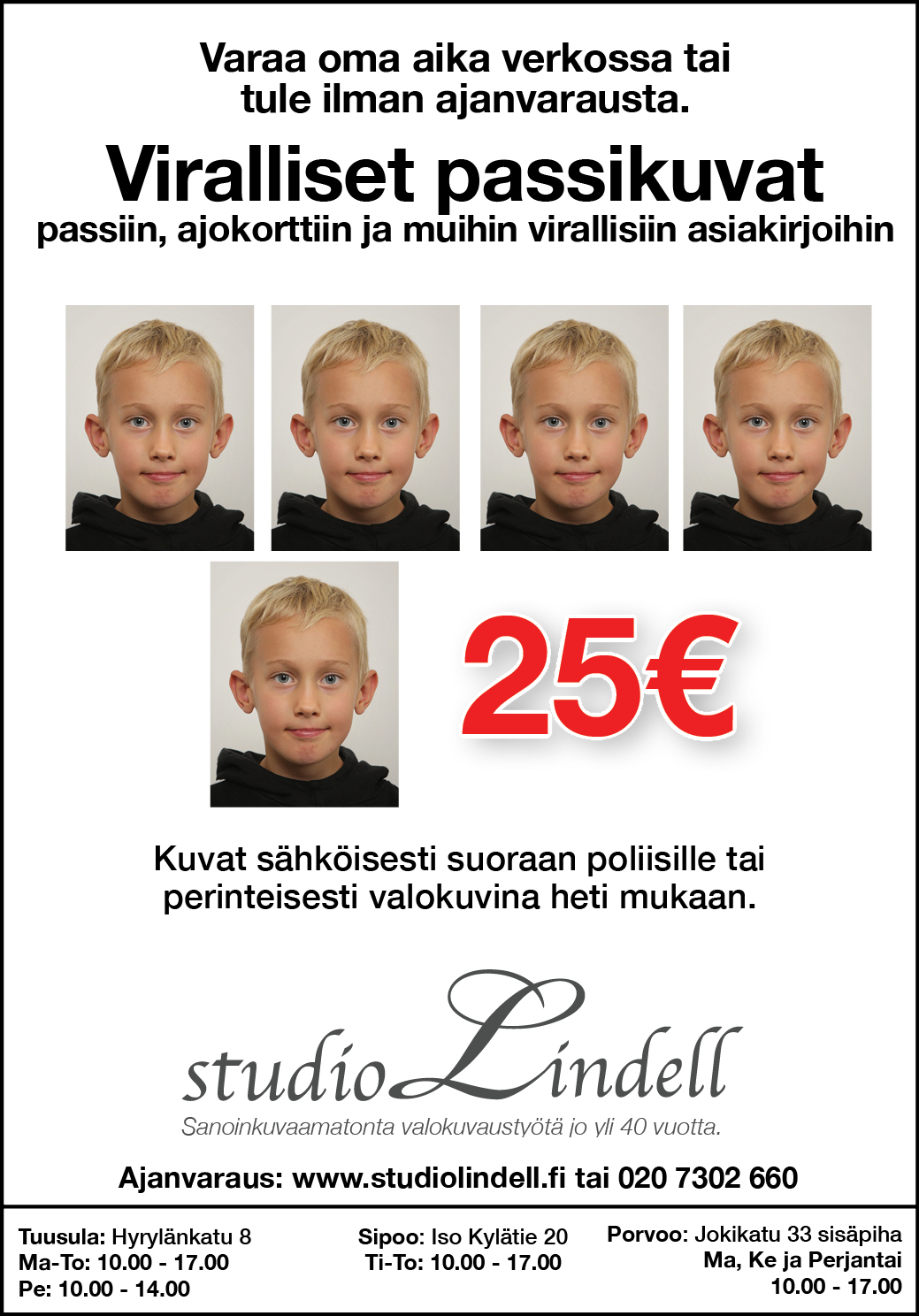 Viralliset passikuvat – Ajanvarauksella tai ilman! – Studio Lindell